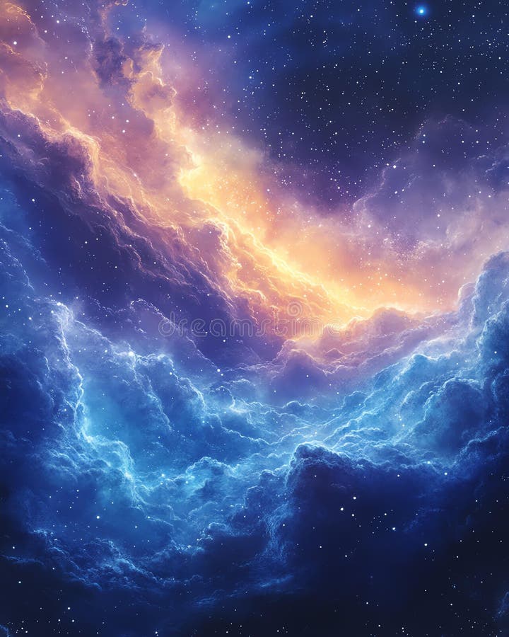 Watercolor Dreamy Cosmic Cloudscape, a Mesmerizing View of Cosmic ...