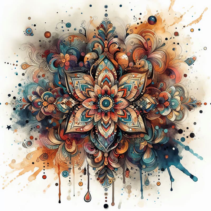 Watercolor Drip Art with Digital Patterns Watercolor Drip Art Wi Stock ...