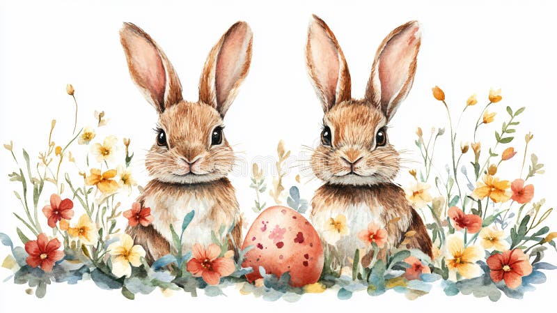 Watercolor Easter Bunny and Spring Illustration for Creative Projects ...