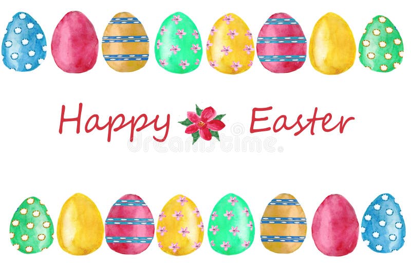Watercolor Easter Card with Painted Eggs and Happy Easter Letter ...
