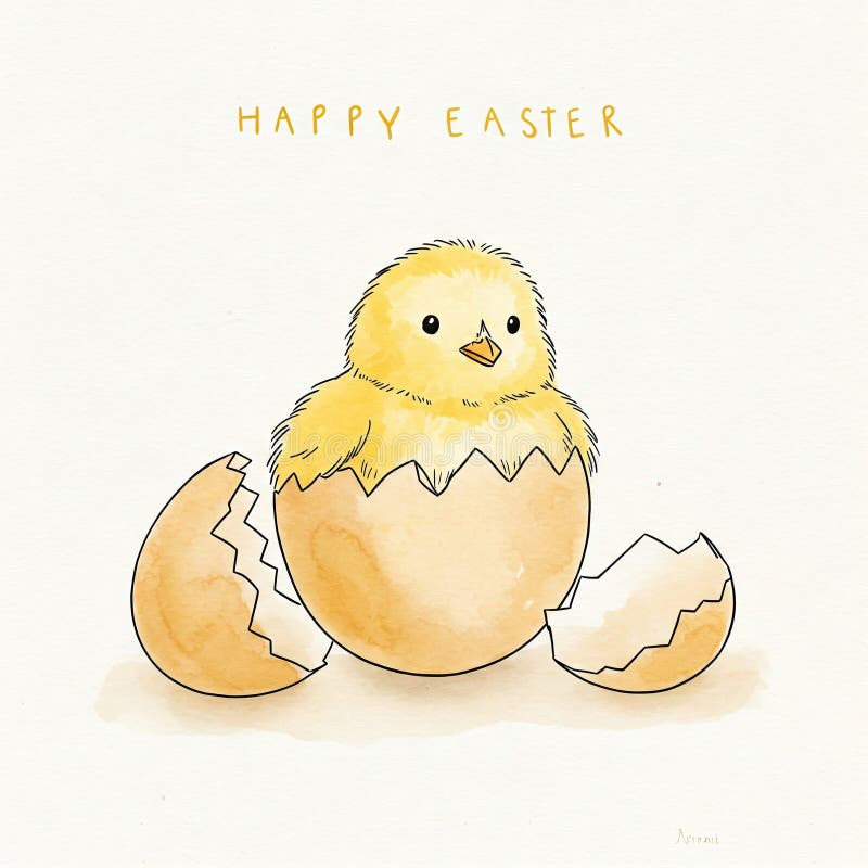 Watercolor Easter Chick stock illustration. Illustration of pastel ...