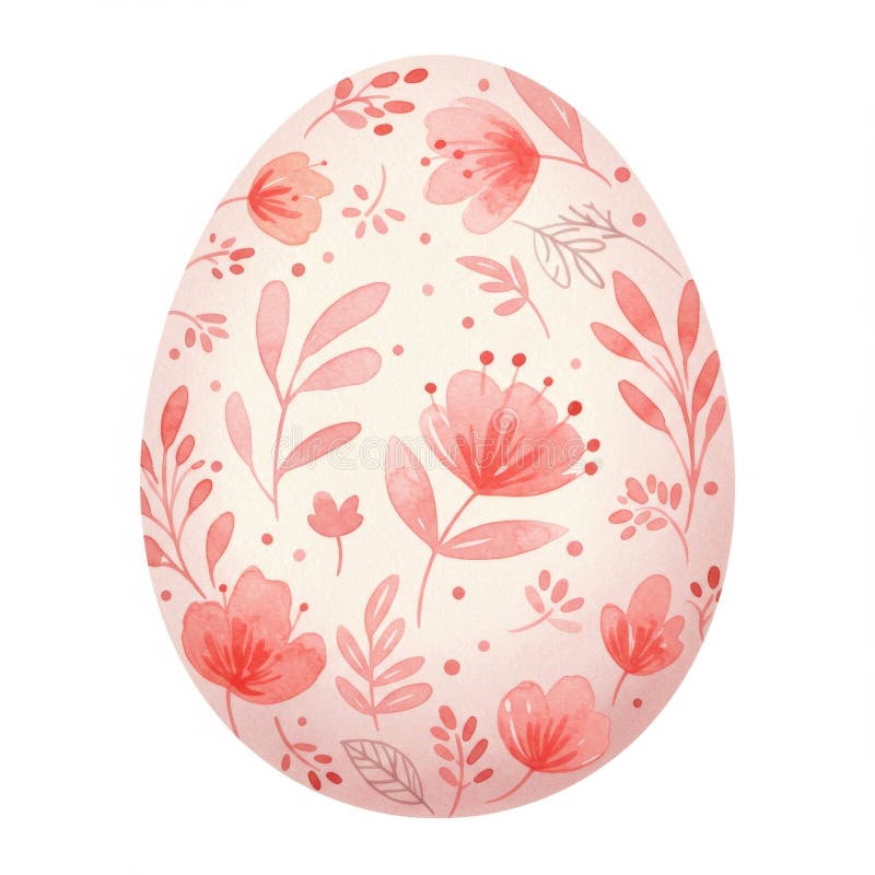 Watercolor Easter Egg with Delicate Floral Pattern Stock Illustration - Illustration of graphic ...