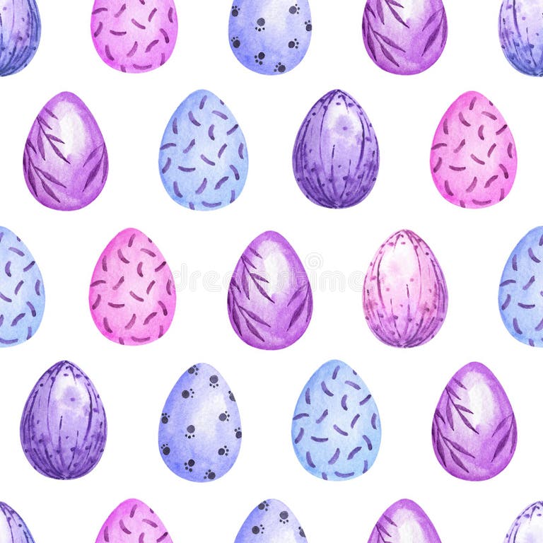 Watercolor Easter Eggs Seamless Pattern, Colored Easter Egg Repeating ...