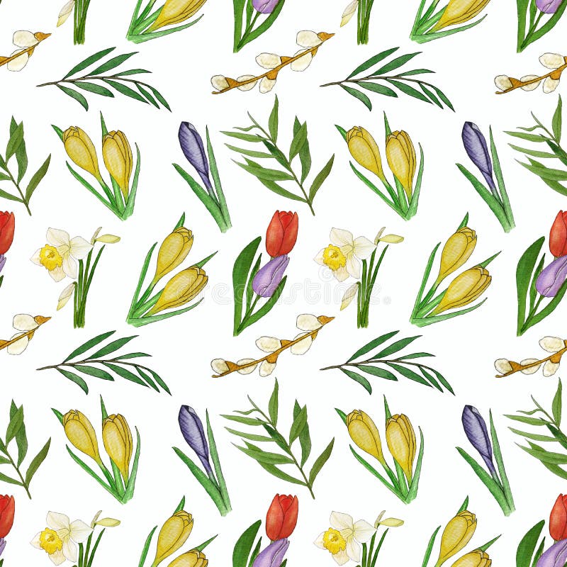 Watercolor Easter Pattern. Hand Drawn Seamless Texture Stock ...