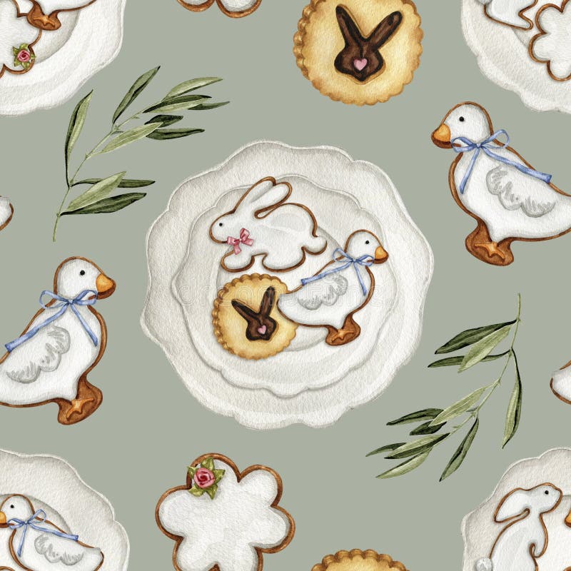 Watercolor Easter Sweets Seamless Pattern Stock Illustration - Illustration of happy, graphic ...