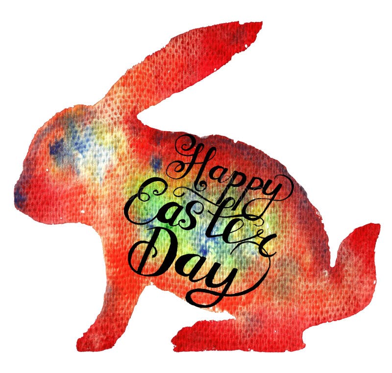 Watercolor Easter Symbol. Rabbit Stock Illustration - Illustration of ...