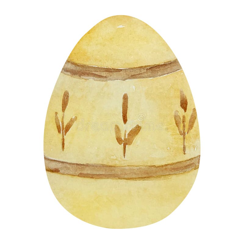 Watercolor Easter Yellow Egg Stock Illustration - Illustration of ...