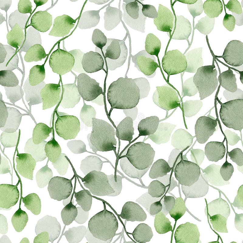 Watercolor Elegant Seamless Greenery Pattern Stock Illustration ...