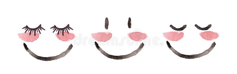 Watercolor Emoticons Set. Collection of Emoji Stock Illustration ... Watercolor Emoticons Set. Collection of Emoji Stock Illustration ...