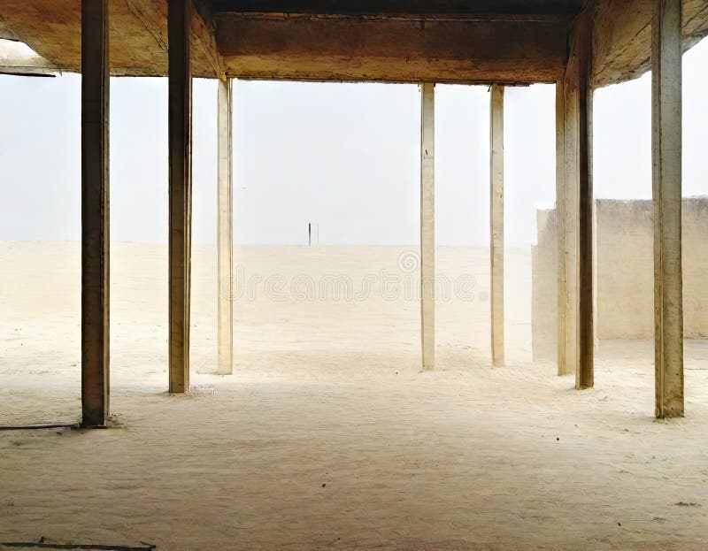 Watercolor of Empty Construction Site Covered in Sand with Vacant Stock ...