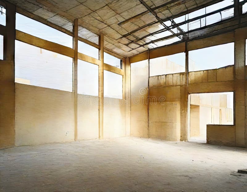Watercolor of Empty Construction Site Covered in Sand with Vacant Stock ...