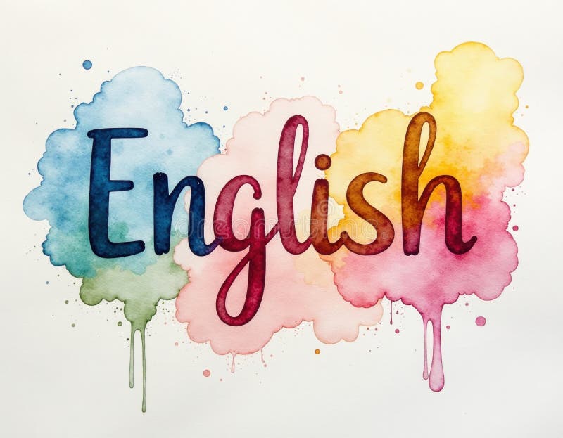 Watercolor English Language Art Stock Illustration - Illustration of ...