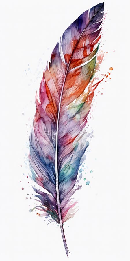 Watercolor Feather Painting Generative AI Stock Illustration ...