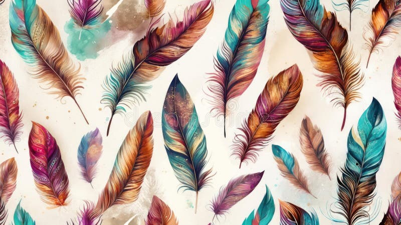 Intricate Multicolored Feather Pattern Stock Illustrations – 3 Intricate Multicolored Feather ...