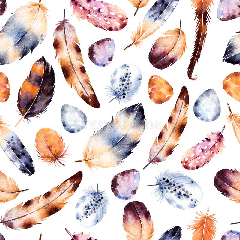 Watercolor Feathers Set. Hand Drawn Vector Illustration with Colorful ... Watercolor Feathers Set. Hand Drawn Vector Illustration with Colorful ...