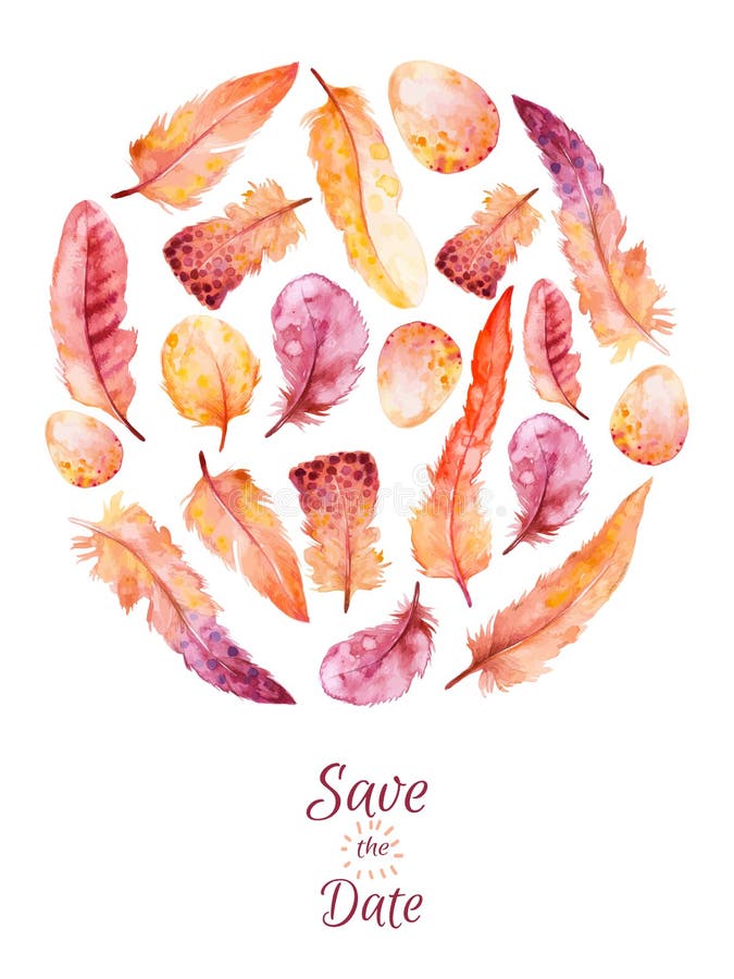 Watercolor Feathers Set. Hand Drawn Vector Illustration with Colorful ... Watercolor Feathers Set. Hand Drawn Vector Illustration with Colorful ...