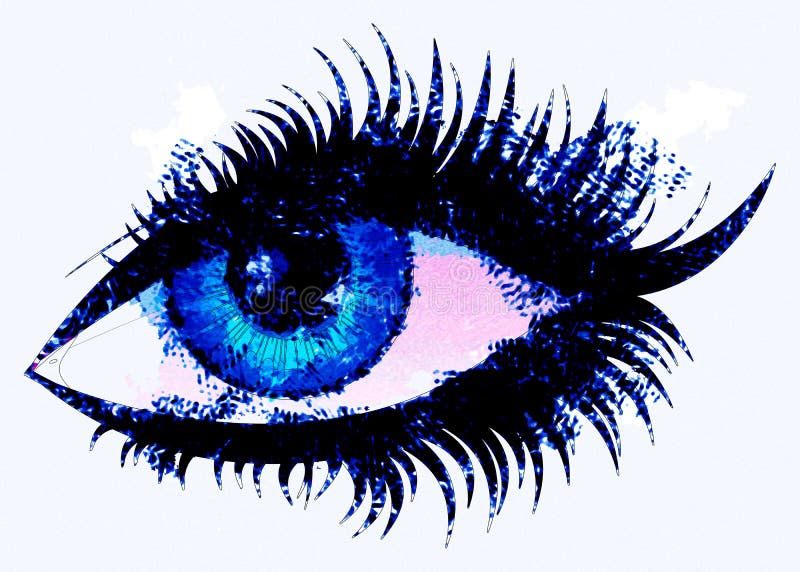 Watercolor female eye stock illustration. Illustration of long - 30954736