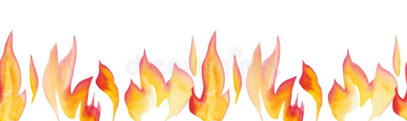 Watercolor Fire. Seamless Pattern of Different Hand Drawn Flames Stock ...