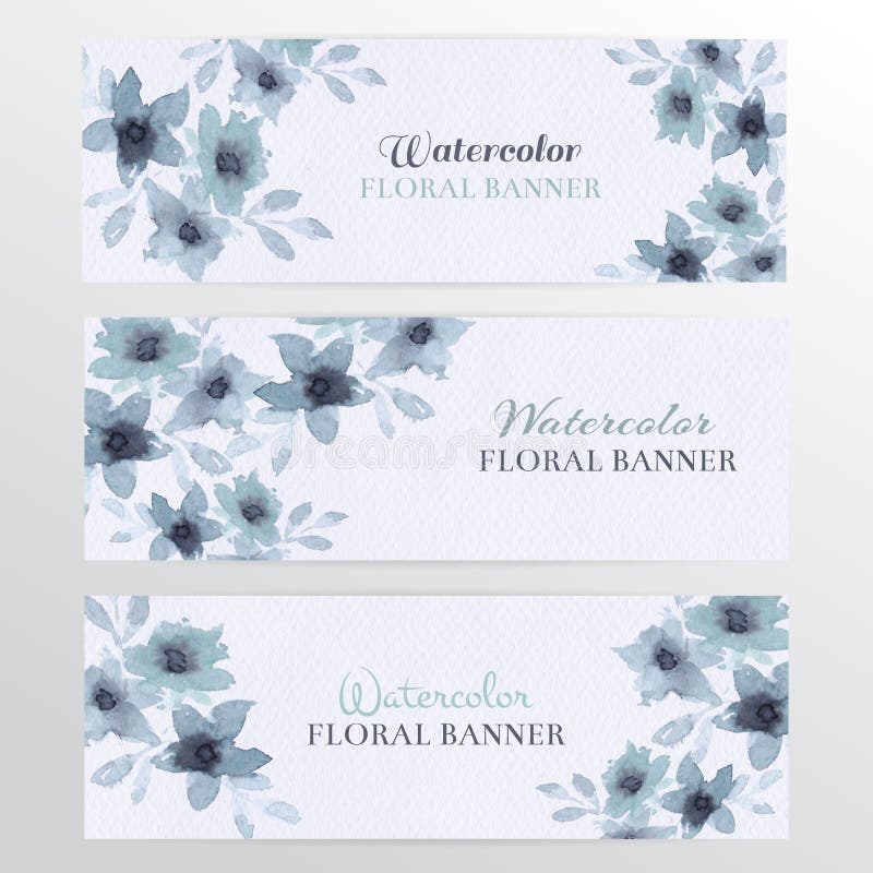 Watercolor Floral Banners. Watercolor Hand Draw Floral Web Banners ...