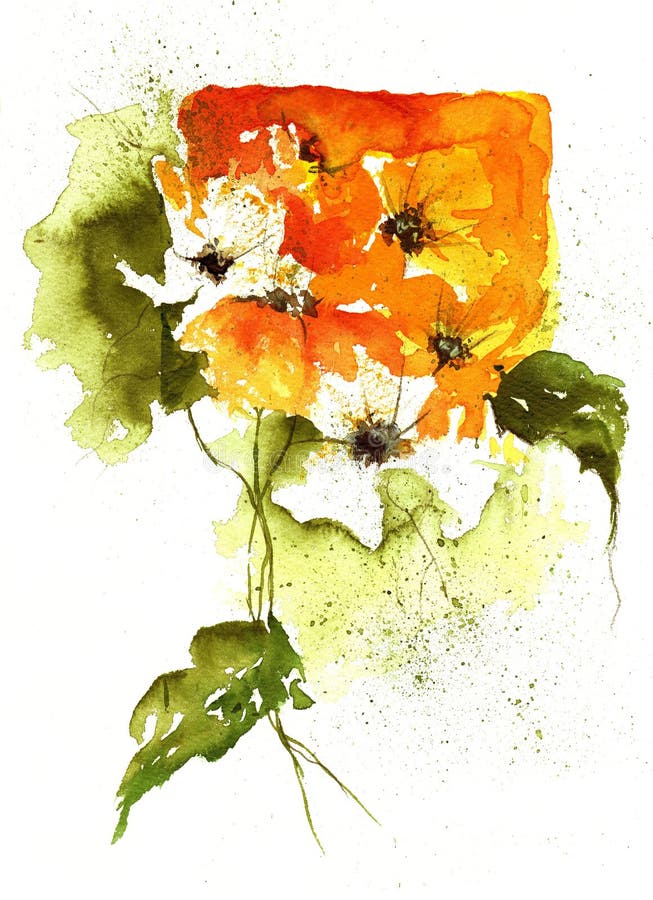 Watercolor floral Design stock illustration. Illustration of background ...