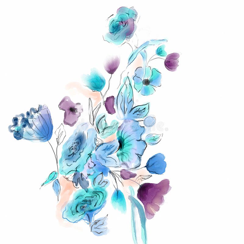 Watercolor Floral Design stock illustration. Illustration of sketch ...