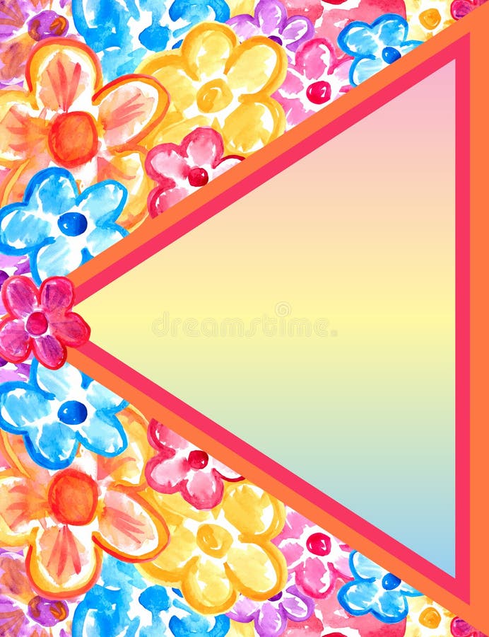 Watercolor Floral Design with Triangular Gradient Text Layout Stock ...