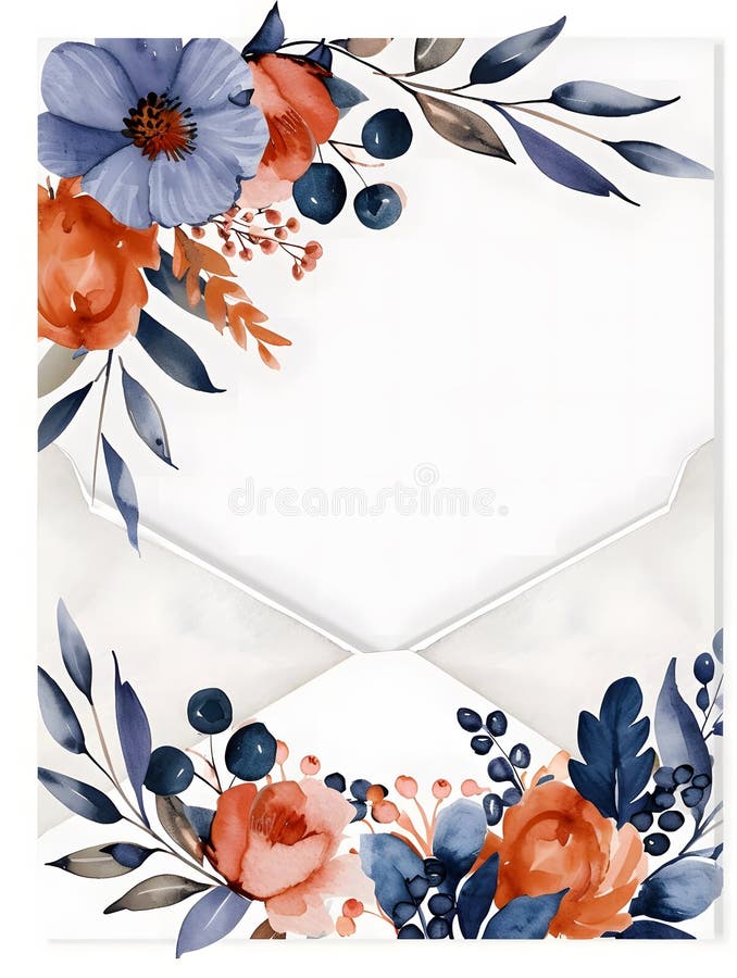 Watercolor Floral Envelope Design. Template for Quotes, and Greetings ...