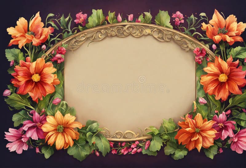 Watercolor Floral Frame Border With Wild Roses And Leaves Generative Ai
