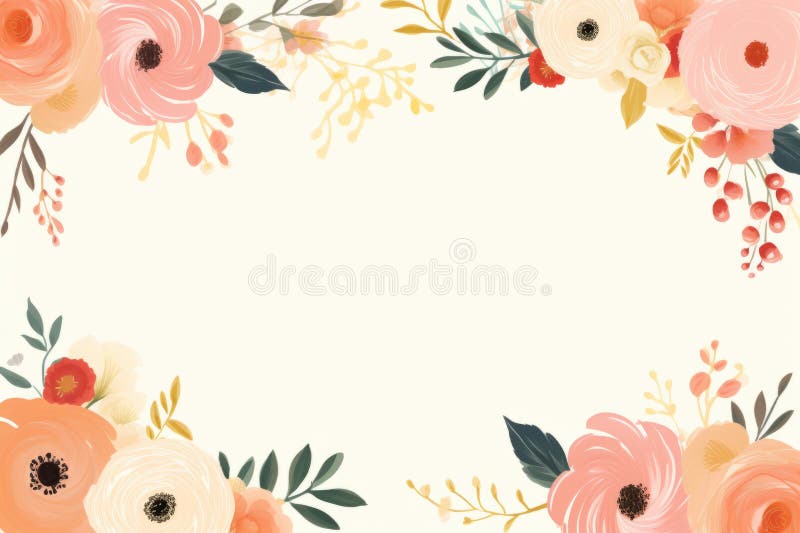 Watercolor Floral Frame with Space for Text Stock Illustration ...