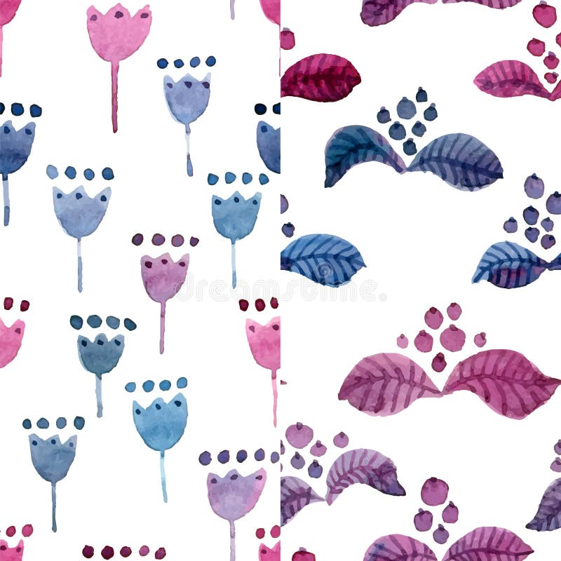 Watercolor floral patterns stock vector. Illustration of pattern - 49377883