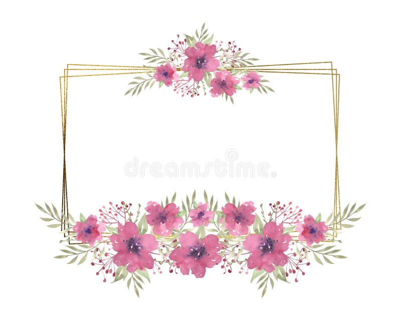 Floral Frame Gold Rectangle Watercolor Stock Illustrations – 220 Floral ...