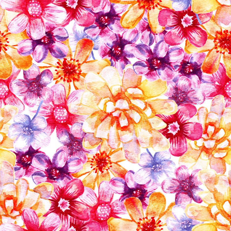 Watercolor Floral Seamless Pattern. Stock Illustration - Illustration ...