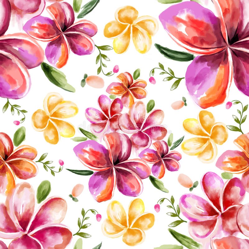 Watercolor Floral Seamless Pattern Stock Vector - Illustration of ...