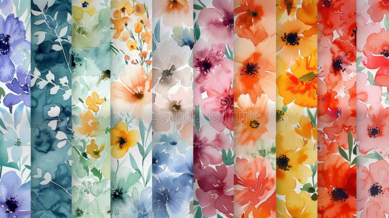 Watercolor Floral Surface Pattern Art Stock Image - Image of vibrant, pattern: 323063679