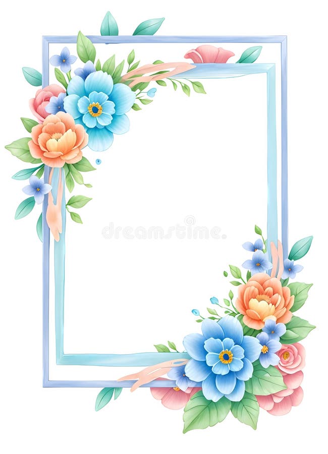Watercolor Flower and Bloom Circle Frame Border,generative Ai Stock ...