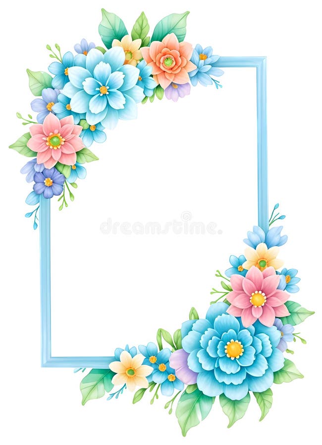 Watercolor Flower and Bloom Frame Border,generative Ai Stock ...
