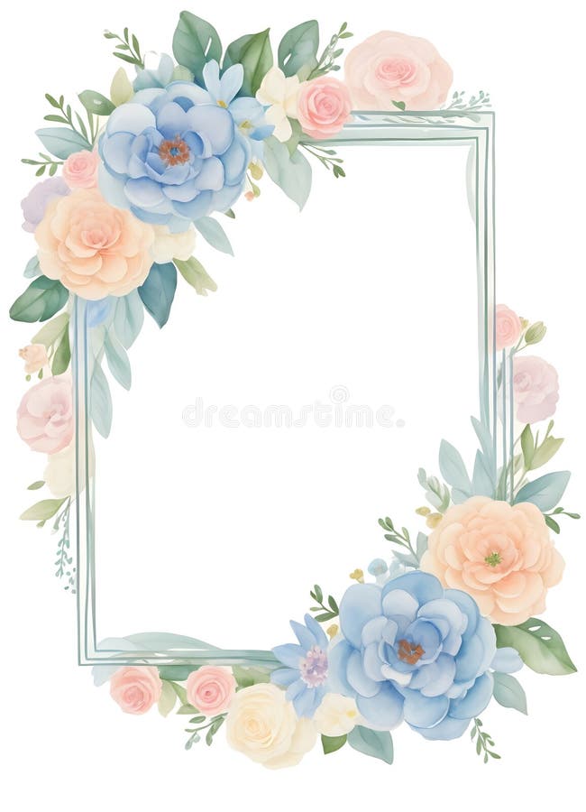 Watercolor Flower and Bloom Frame Border,generative Ai Stock ...