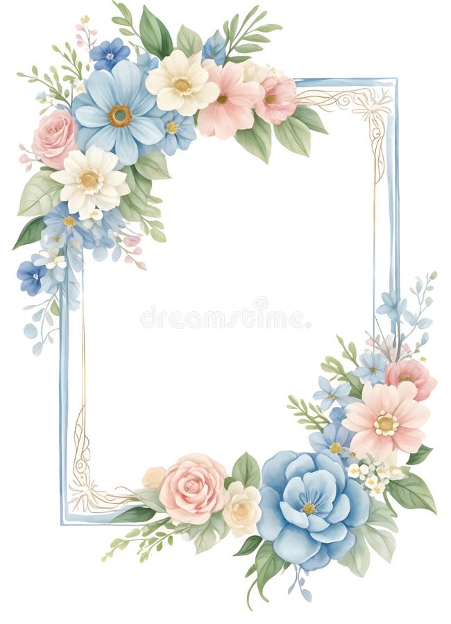 Watercolor Flower and Bloom Circle Frame Border,generative Ai Stock ...