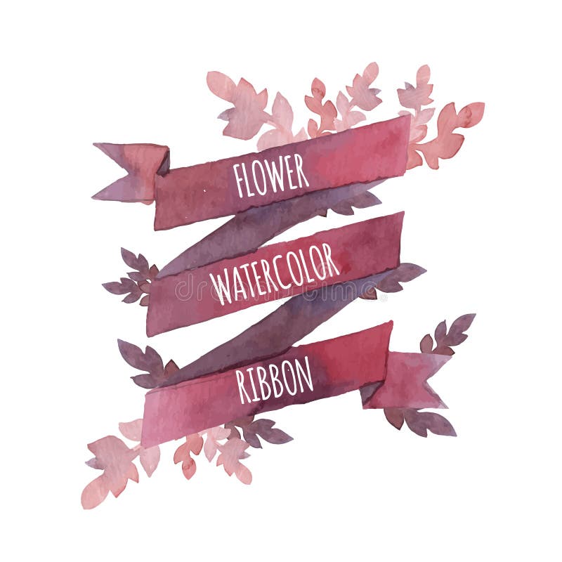 Watercolor Flower Ribbon. Vector Stock Vector - Illustration of ...
