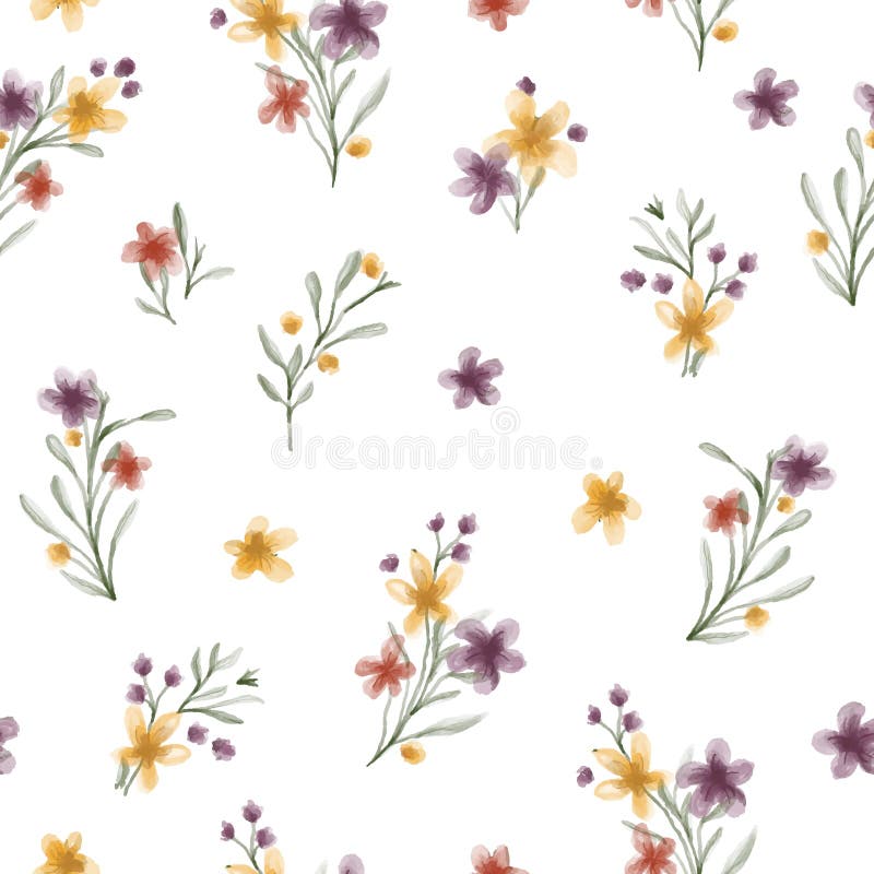 Watercolor Flower Seamless Pattern, for Baby Shower and Other. Stock ...