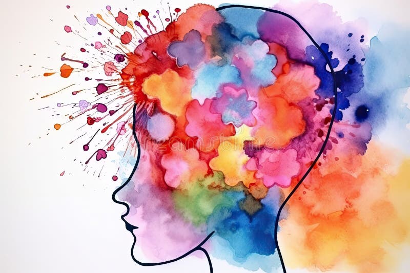 Watercolor , Flowers As Human Brain , New Ideas and Creative Thinking ...