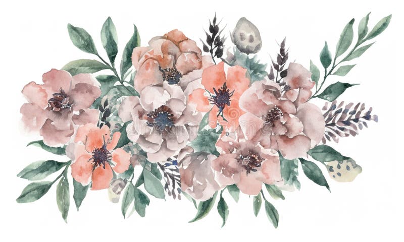 Watercolor Flowers. Hand Painted Abstract Botanical Illustrations ...