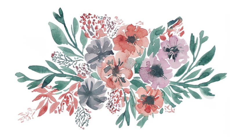 Watercolor Flowers. Hand Painted Abstract Botanical Illustrations ...