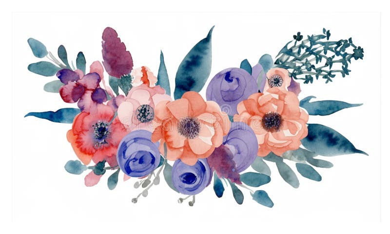 Watercolor Flowers. Hand Painted Abstract Botanical Illustrations ...