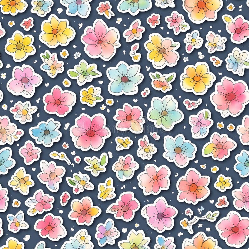 Watercolor Flowers Seamless Pattern, Flower Pattern Illustration Stock ...