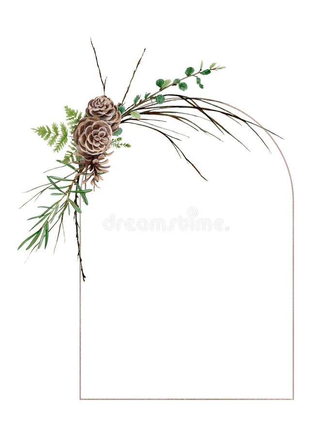 Watercolor Forest Greenery Frame. Perfect for Logo and Wedding ...