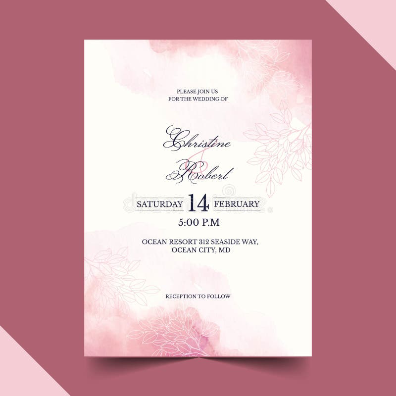 Watercolor Formal Wedding Invitations Vector Design Illustration Stock ...