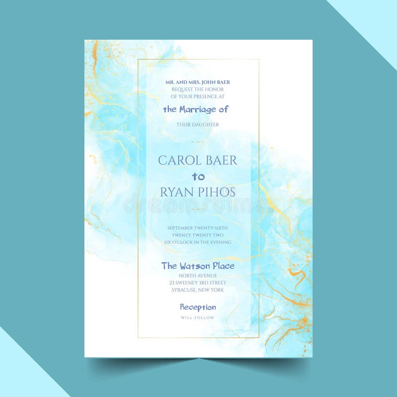 Watercolor Formal Wedding Invitations Vector Design Illustration Stock ...