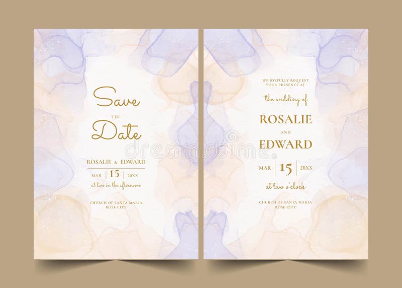 Watercolor Formal Wedding Invitations Vector Design Illustration Stock ...