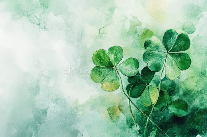 Watercolor Four Leaf Clovers Stock Photo - Image of unique, good: 373286572